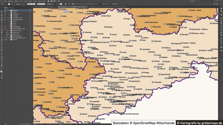 Deutschland Postleitzahlenkarte PLZ-1-2-3 Vektorkarte (3-stellig)
