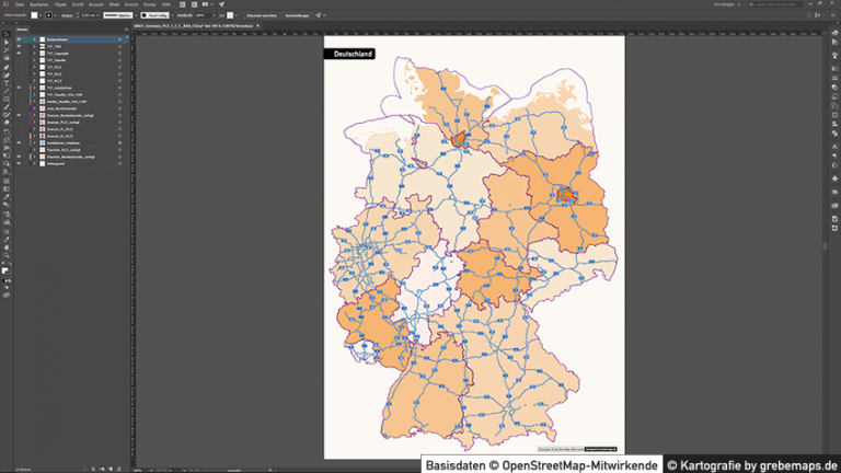 Deutschland Postleitzahlenkarte PLZ-1-2-3 Vektorkarte (3-stellig)
