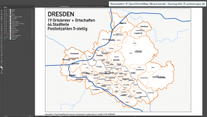 Dresden Vektorkarte Stadtbezirke Stadtteile Postleitzahlen PLZ-5