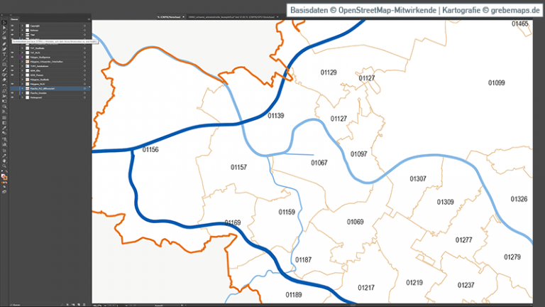 Dresden Vektorkarte Stadtbezirke Stadtteile Postleitzahlen PLZ-5