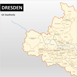 Dresden PowerPoint-Karte Postleitzahlen PLZ-5 Stadtteile Stadtbezirke