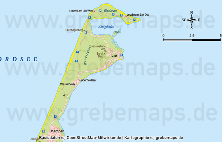Sylt Vektorkarte Basiskarte - grebemaps® Kartographie