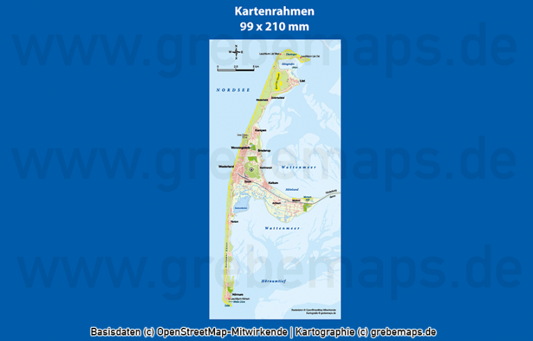 Sylt Vektorkarte Basiskarte (DIN lang) - grebemaps® Kartographie