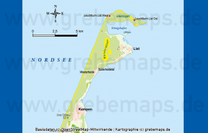 Sylt Vektorkarte Basiskarte (DIN lang) - grebemaps® Kartographie