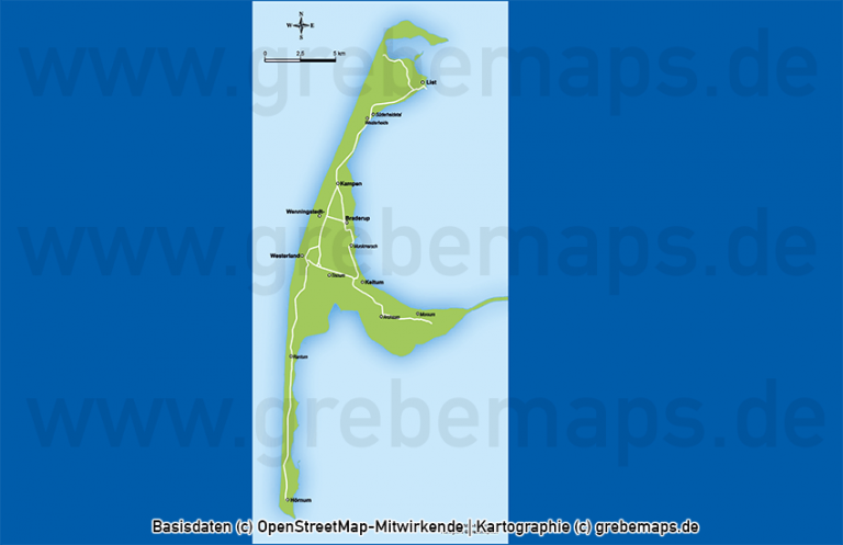 Sylt Vektorkarte Sylt Vektorkarte einfache Inselkarte - grebemaps ...