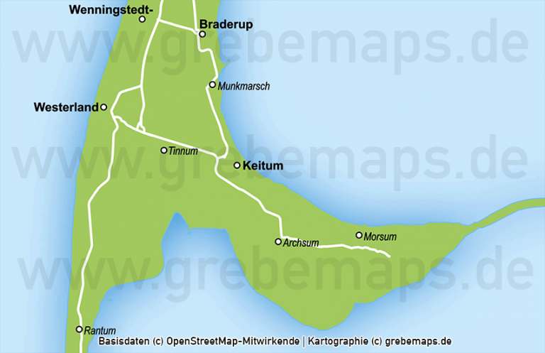 Sylt Vektorkarte Sylt Vektorkarte einfache Inselkarte - grebemaps ...