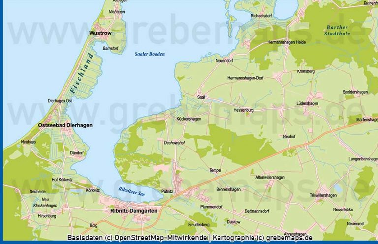 Fischland-Darß-Zingst Vektorkarte Basiskarte - grebemaps® Kartographie