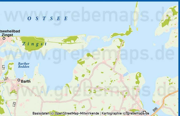Fischland-Darß-Zingst Vektorkarte (DIN lang) - grebemaps® Kartographie
