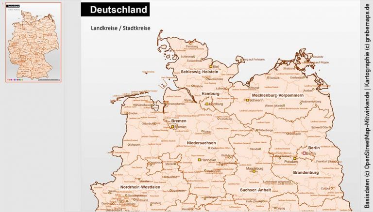 Deutschland PowerPoint-Karte Landkreise (DIN A3)